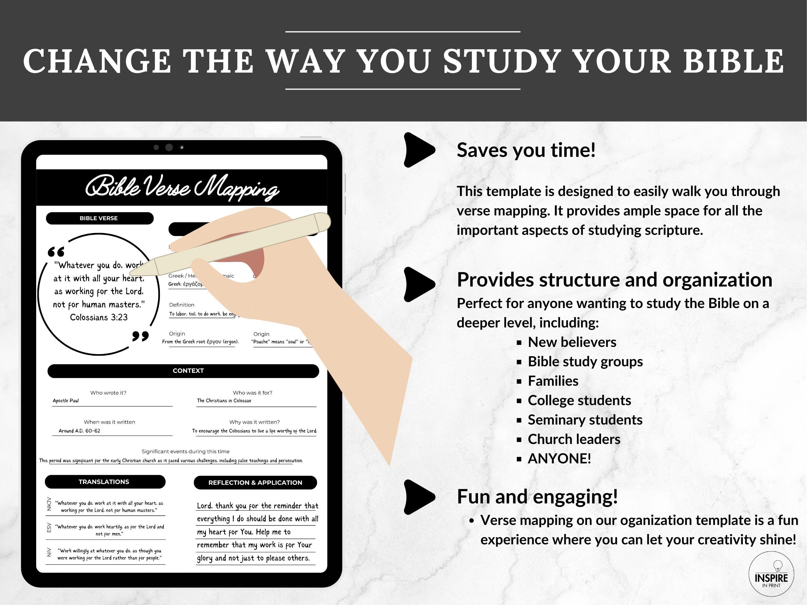 Verse Mapping | Bible Study Guide | Bible Study Template | Bible Study ...