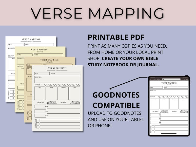 Verse Mapping | Bible Study Guide | Bible Study Template | Bible Verse ...