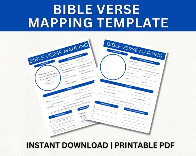 Verse Mapping Printable, Bible Study Template, Minimalist Scripture ...