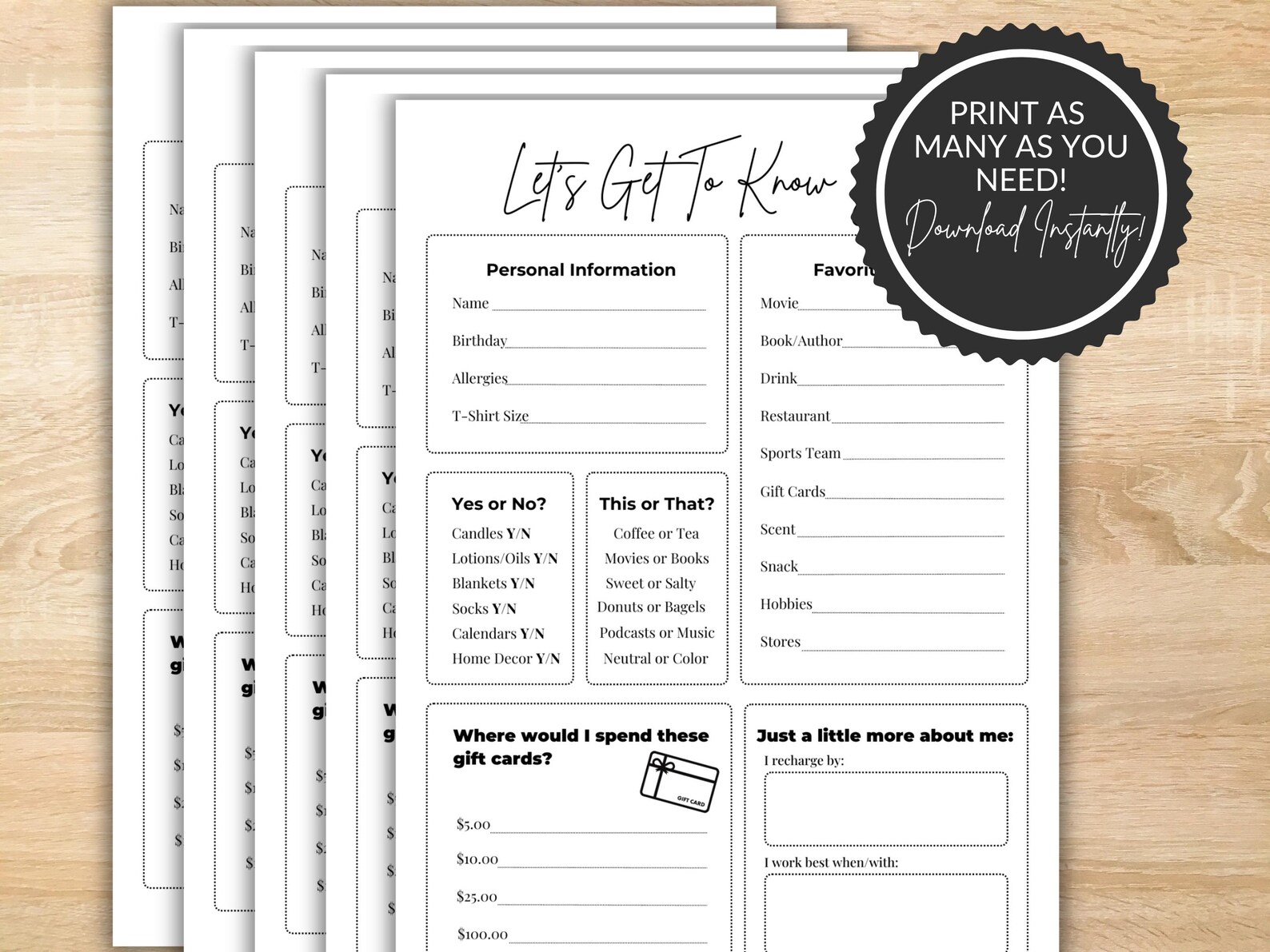 Team Building Get to Know Your Staff Questionnaire Printable | Team ...