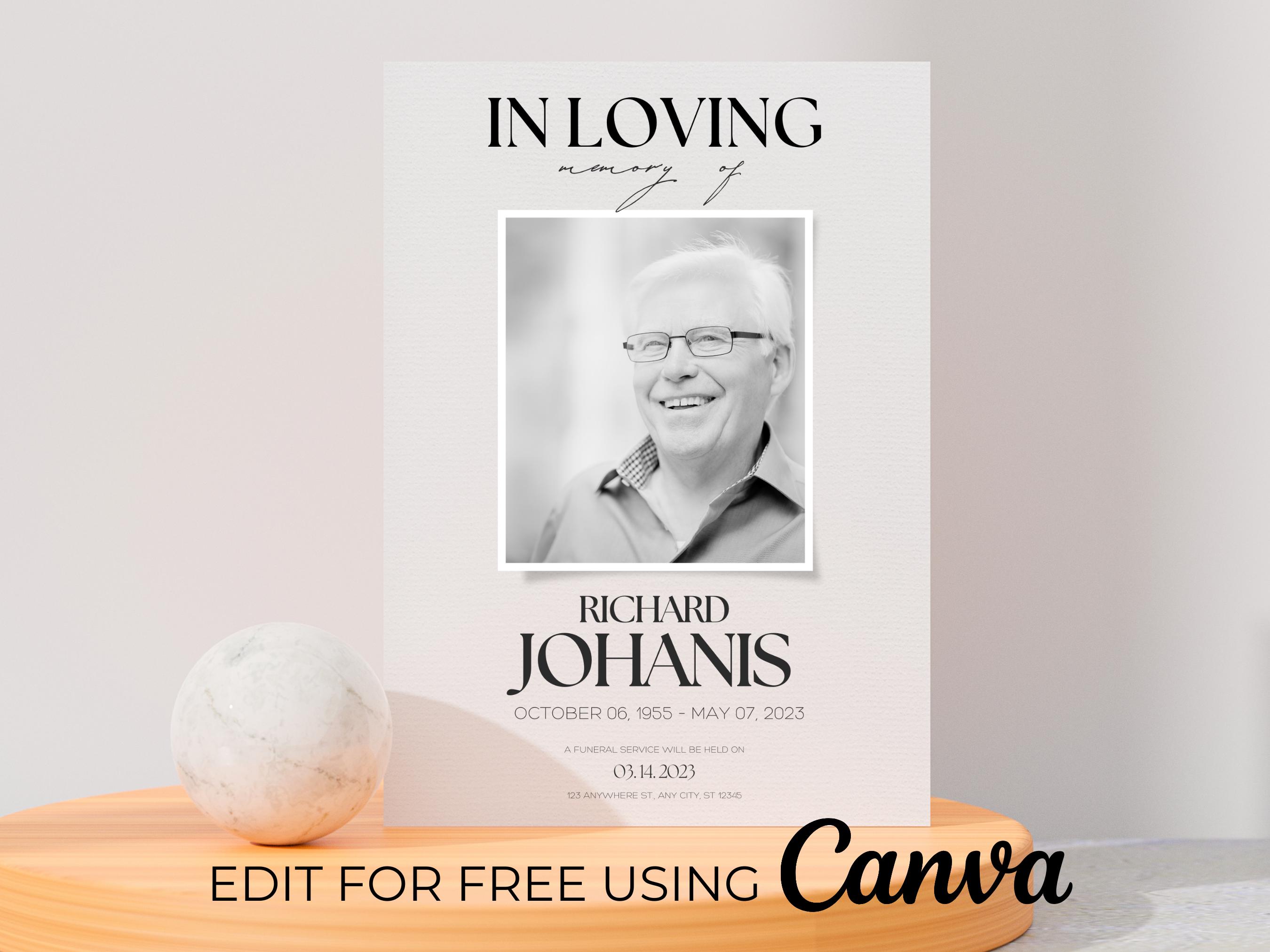 Obituary Template | Funeral Program | Funeral Announcement | Minimalist ...