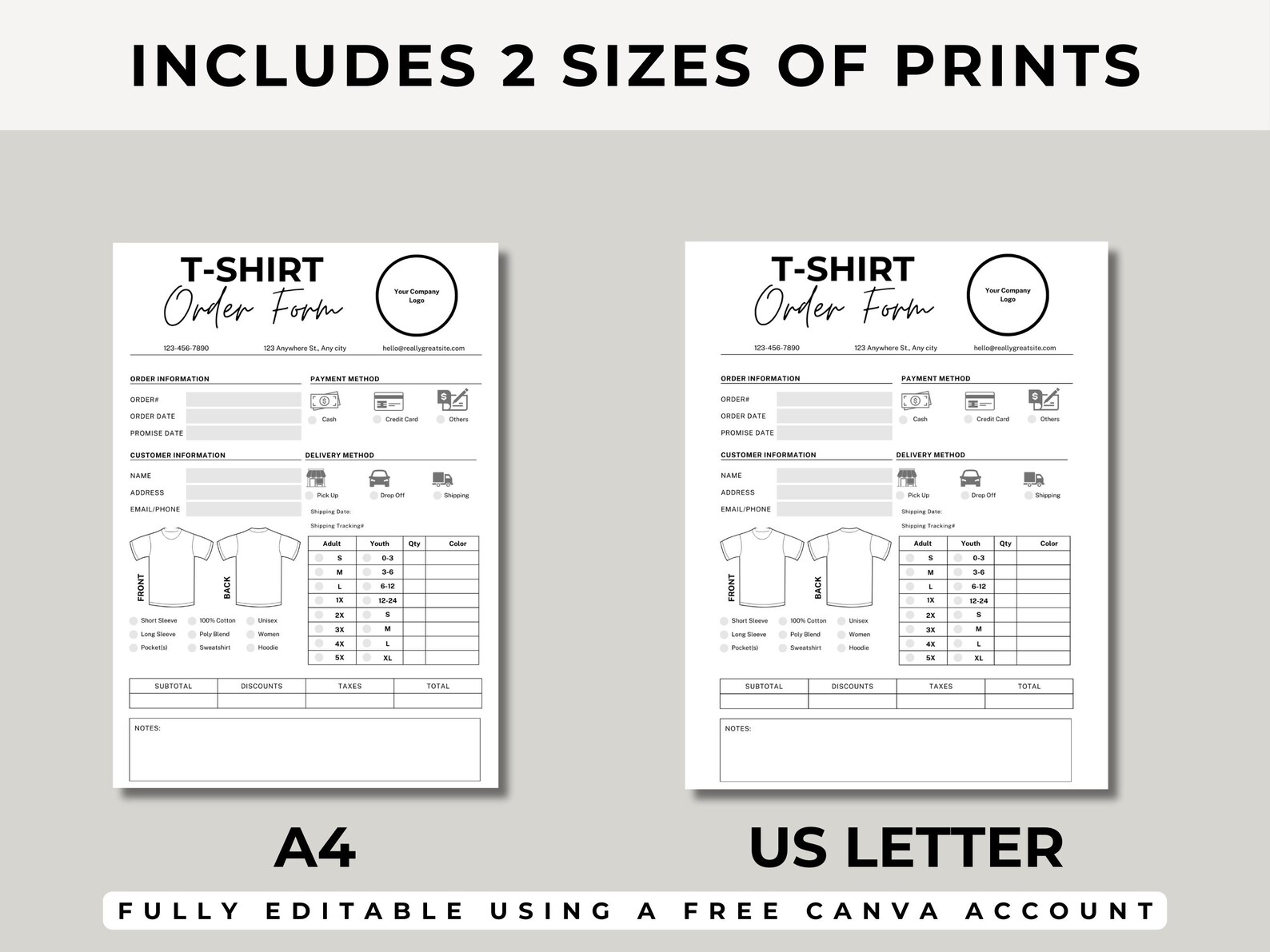Tshirt Order Form | T-shirt Invoice Template | T Shirt Order Form ...