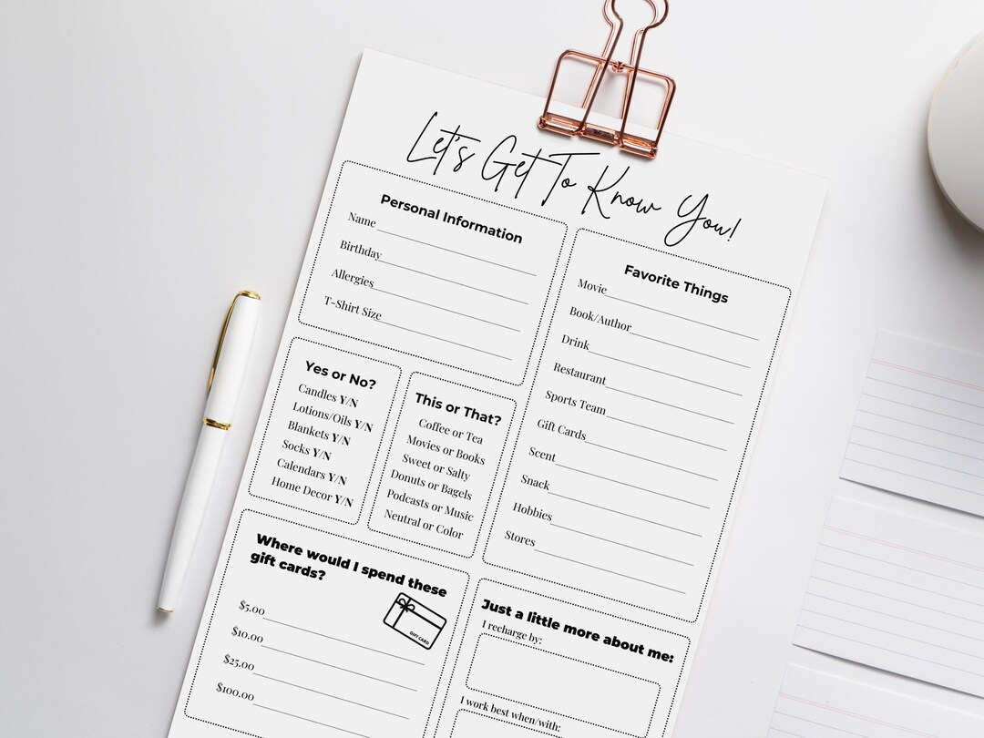 Favorite Things List | Employee Favorites | Team Building Get to Know ...