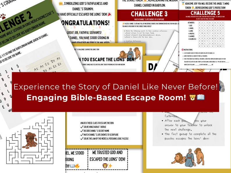 Daniel and the Lions Den Escape Room for Kids | Bible Escape Room for ...