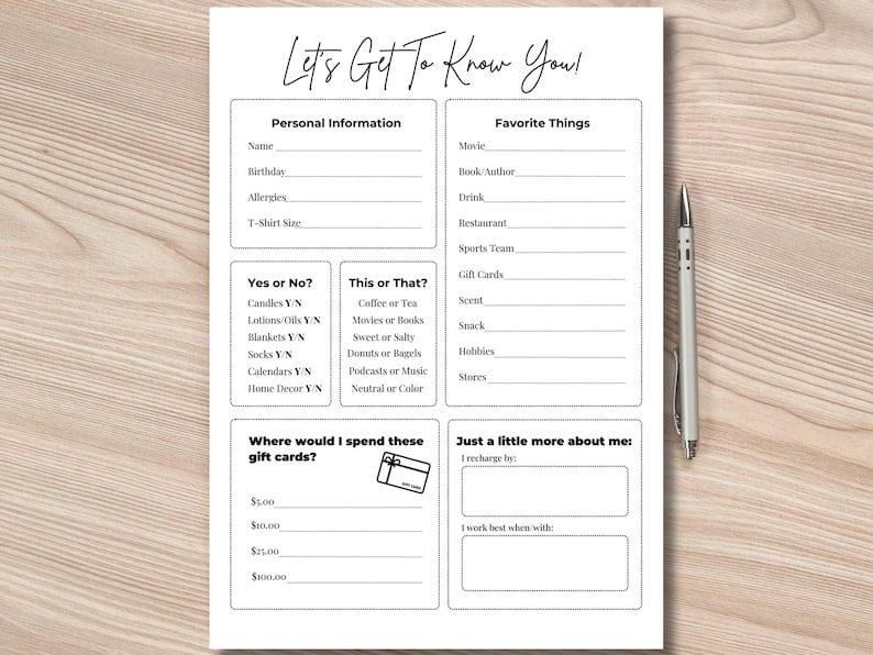 Team Building Get to Know Your Staff Questionnaire Printable | Team ...