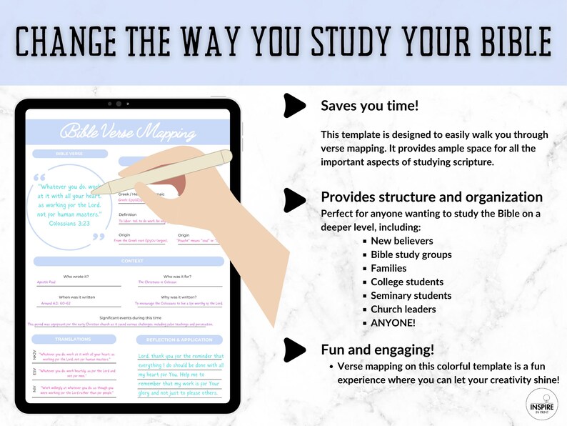 Bible Study Guide | Verse Mapping | Bible Study Printable | Bible Study ...