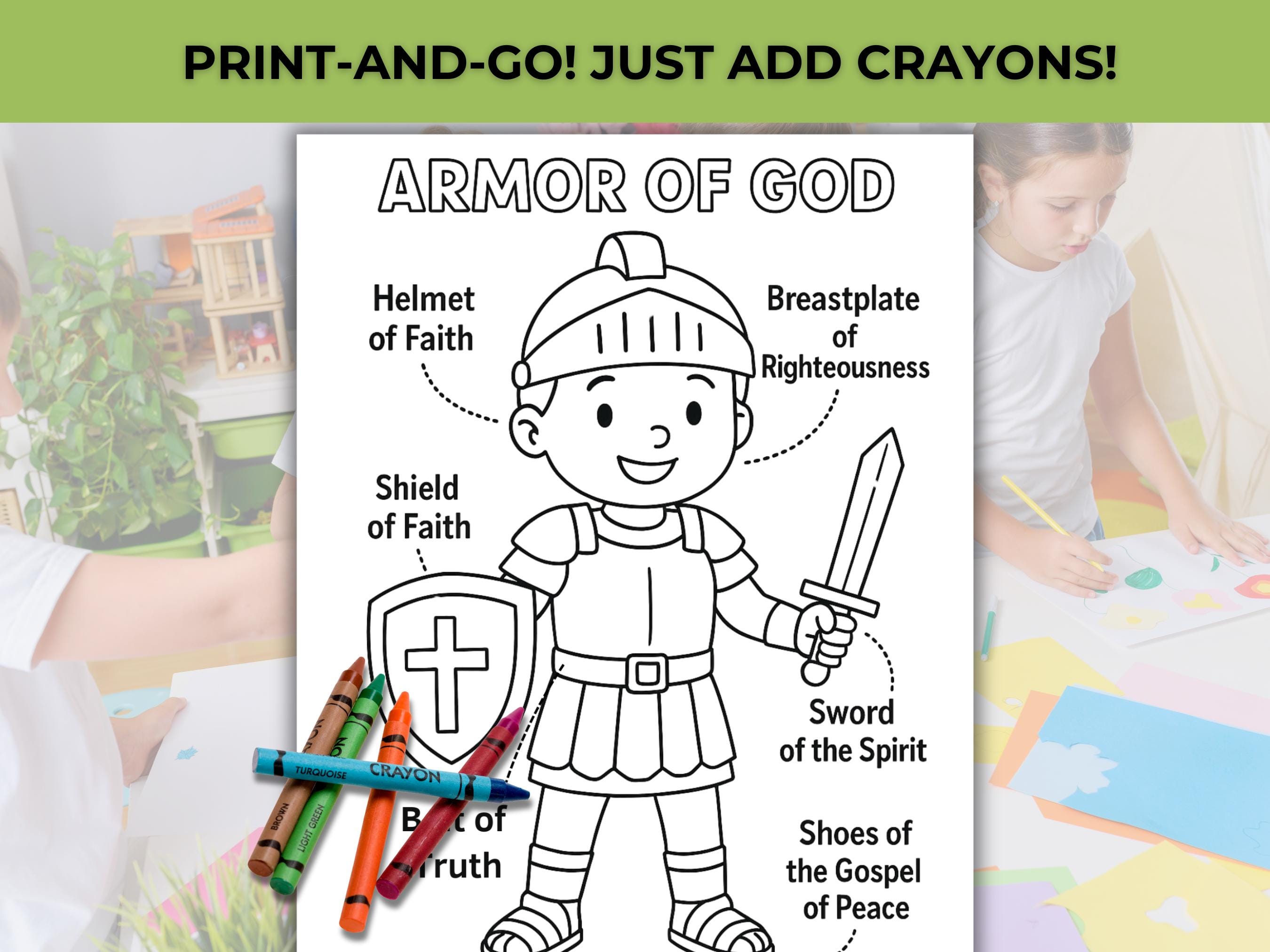 Armor of God Printable | Armor of God Coloring Page | Armor of God ...