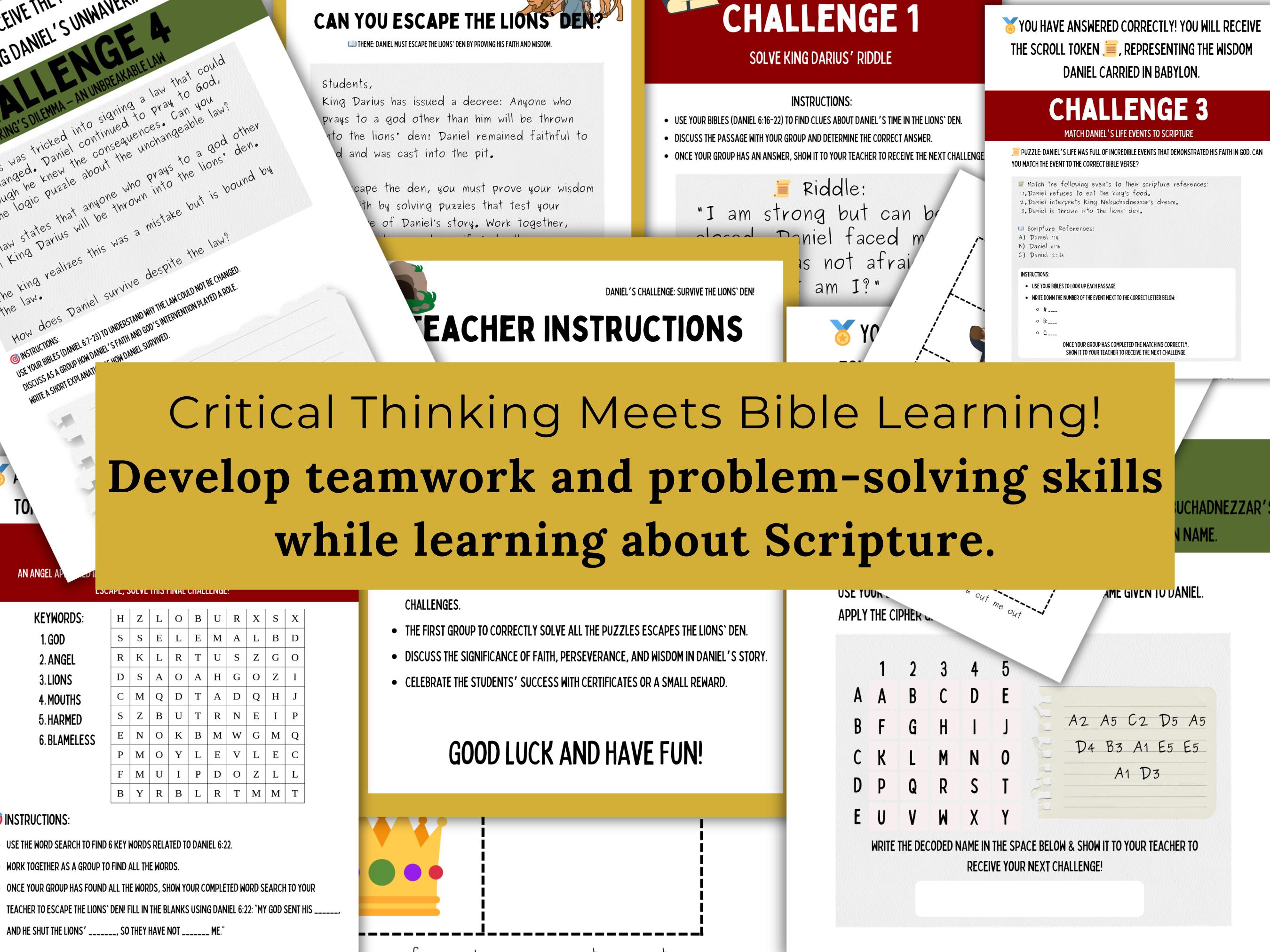 Daniel and the Lions Den Escape Room for Kids | Bible Escape Room for ...