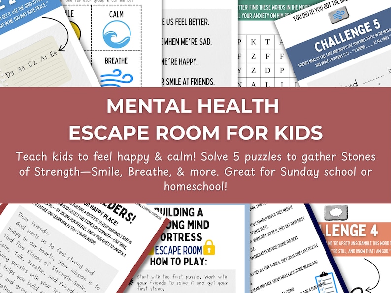 Mental Health Escape Room | Mindfulness Escape Room for Kids | Team ...