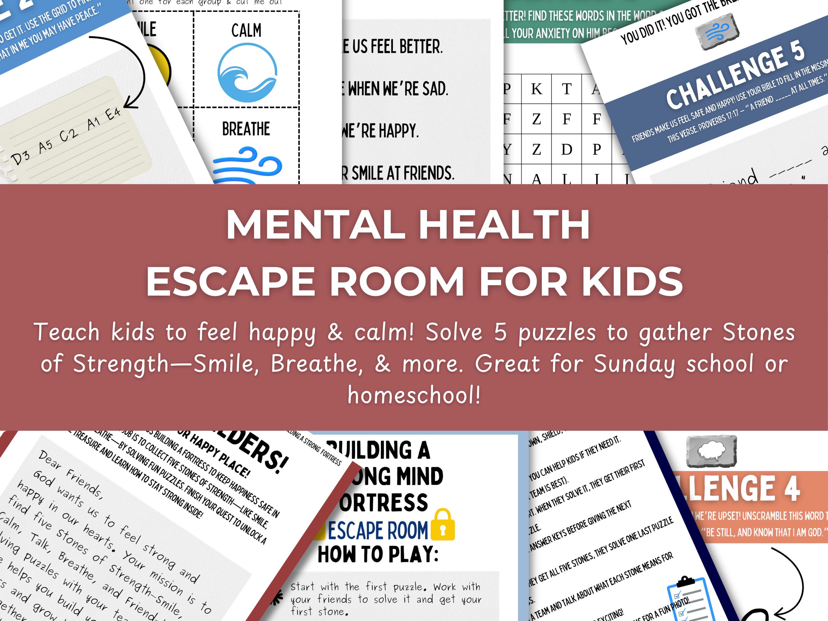 Mental Health Escape Room | Mindfulness Escape Room for Kids | Team ...
