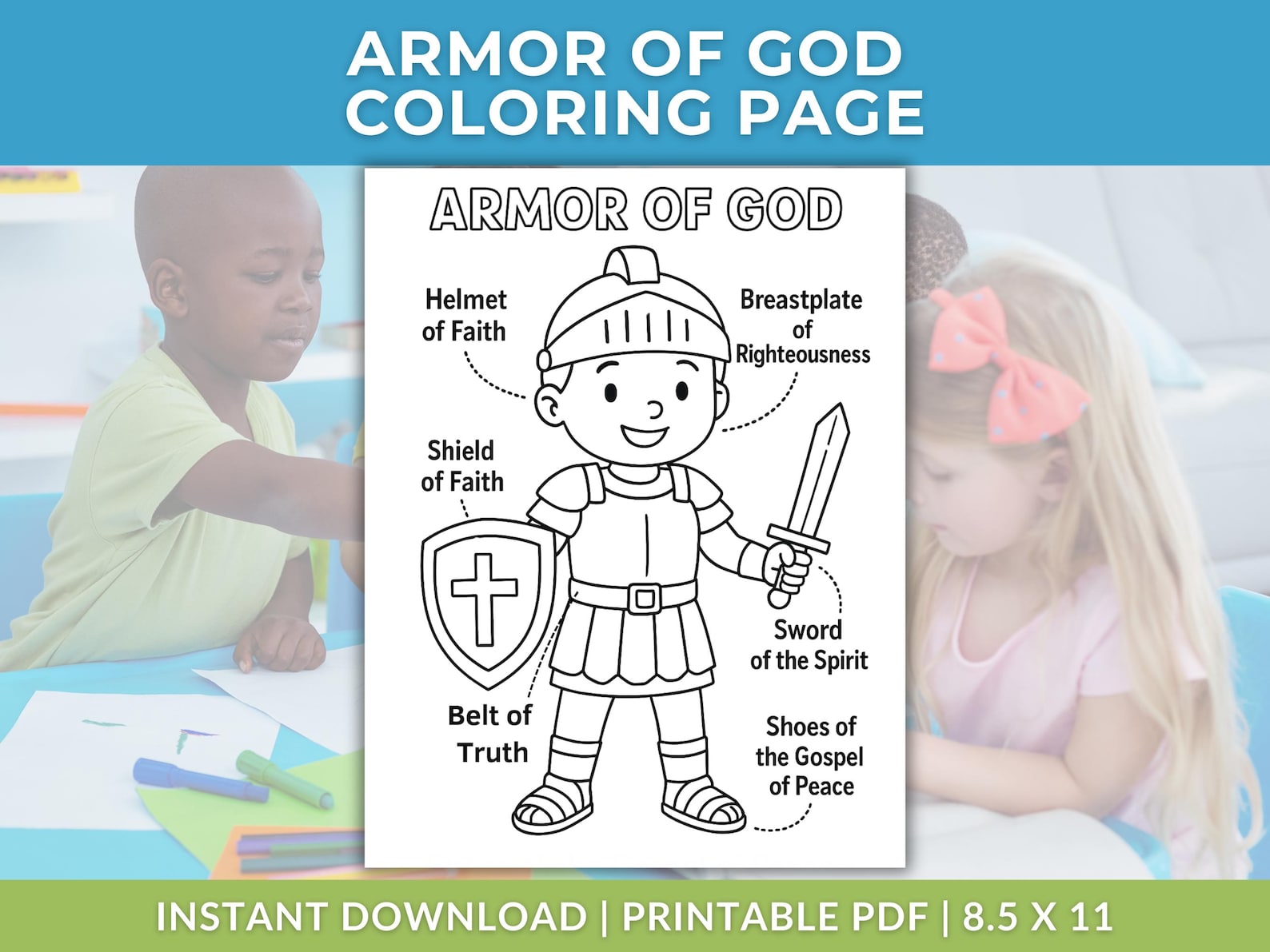 Armor of God Printable | Armor of God Coloring Page | Armor of God ...