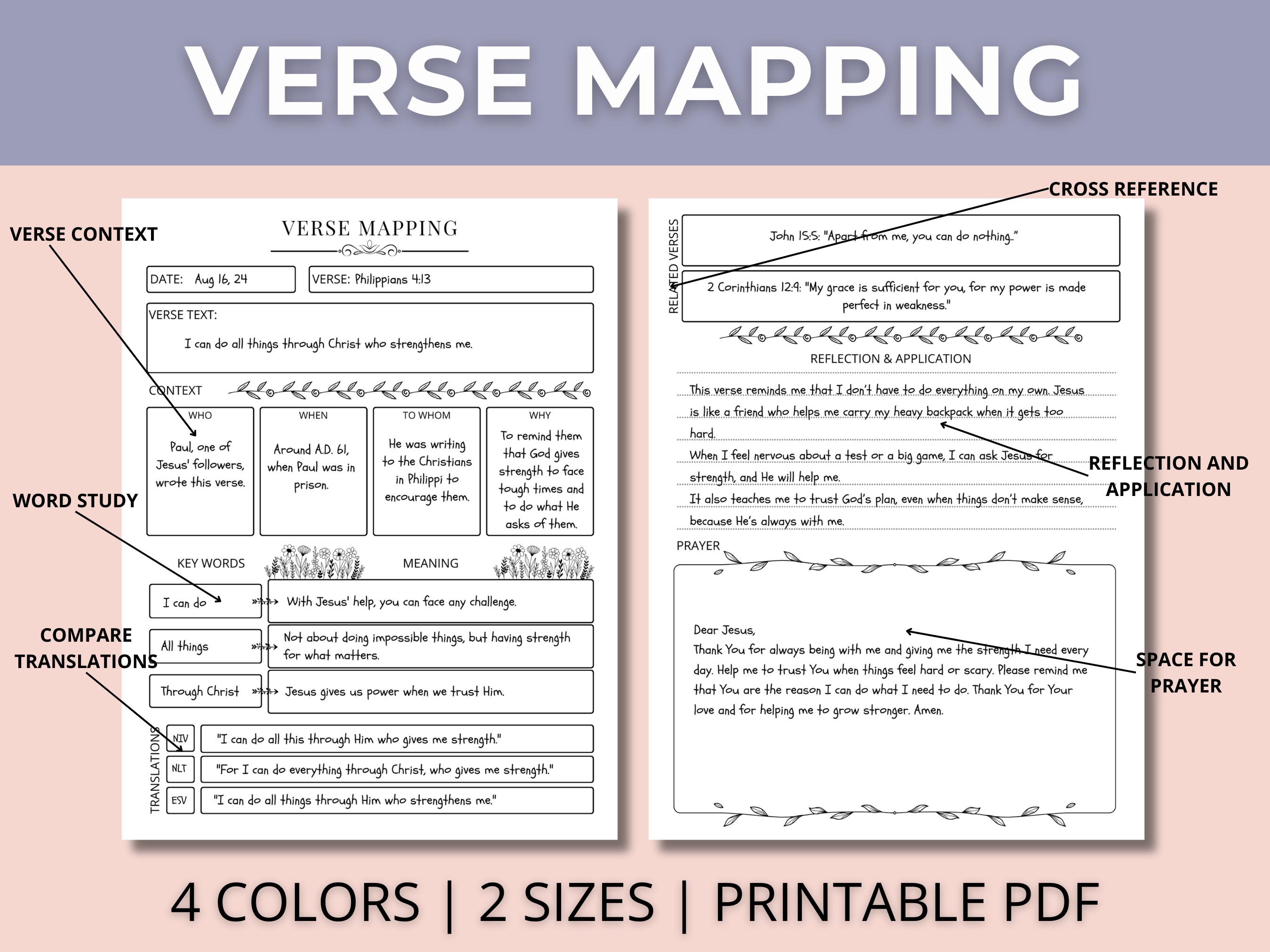 Verse Mapping | Bible Study Guide | Bible Study Template | Bible Verse ...