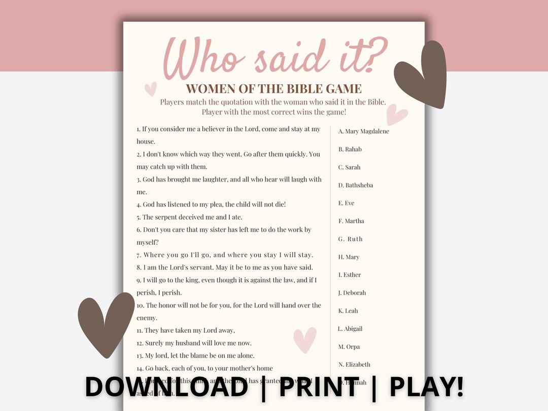 Christian Slumber Party Game | Who Said It Women of the Bible Game ...