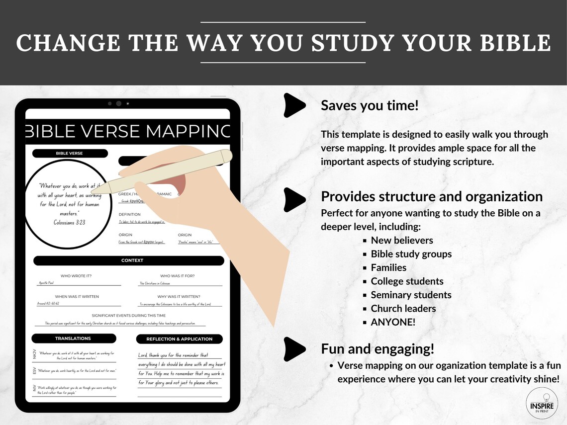 Bible Study Guide | Verse Mapping| Bible Study Printable | Bible Study ...