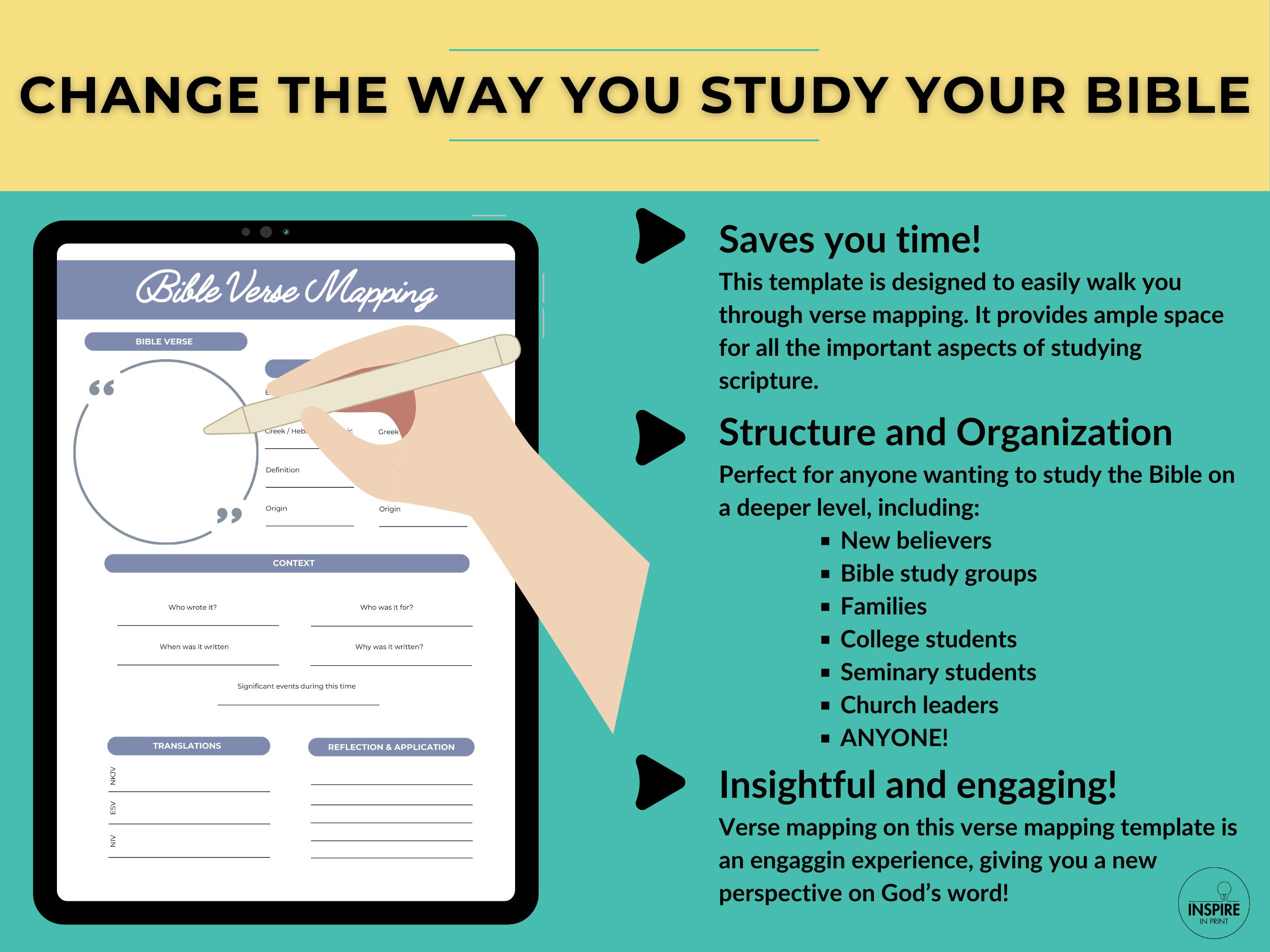 Verse Mapping | Bible Study Guide | Bible Study Template | Bible Verse ...
