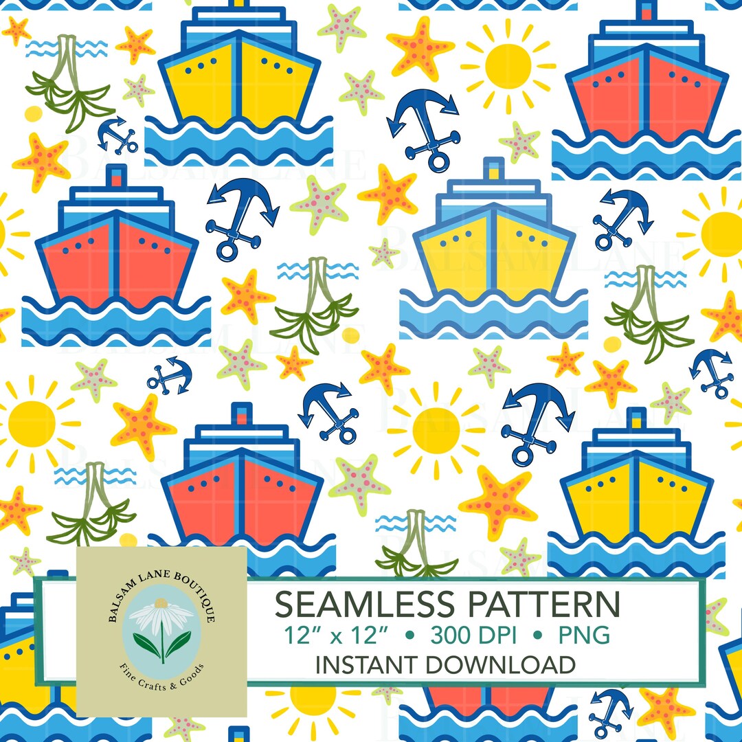 Cruising Seamless Pattern| Instant Download PNG Digital File Cruise ...