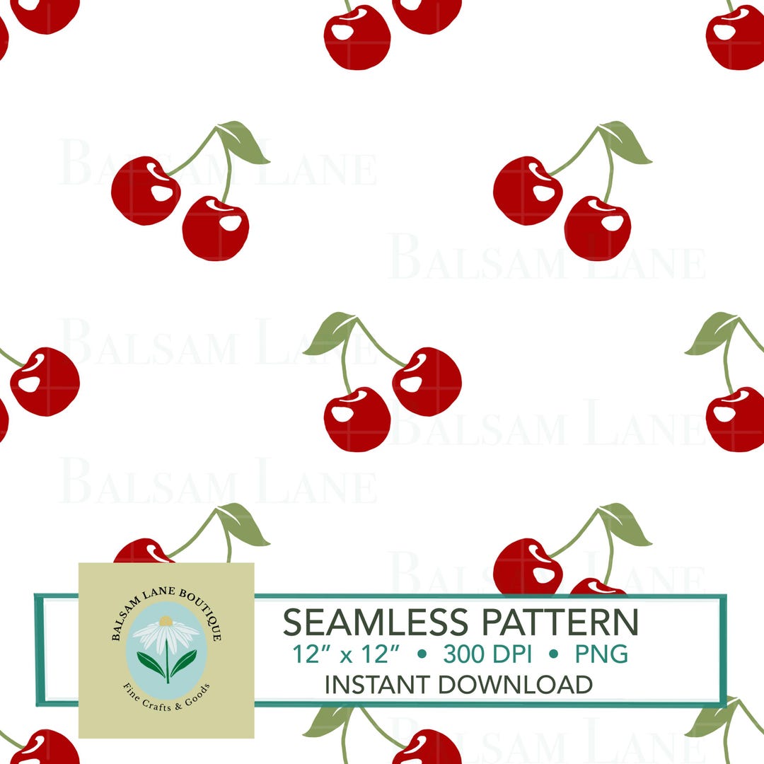 Just Cherries Seamless Patterns | Instant Download PNG Digital File Red ...
