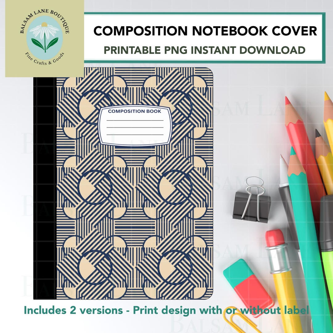 Geometric Lattice Printable Composition Notebook Cover PNG | Back to ...
