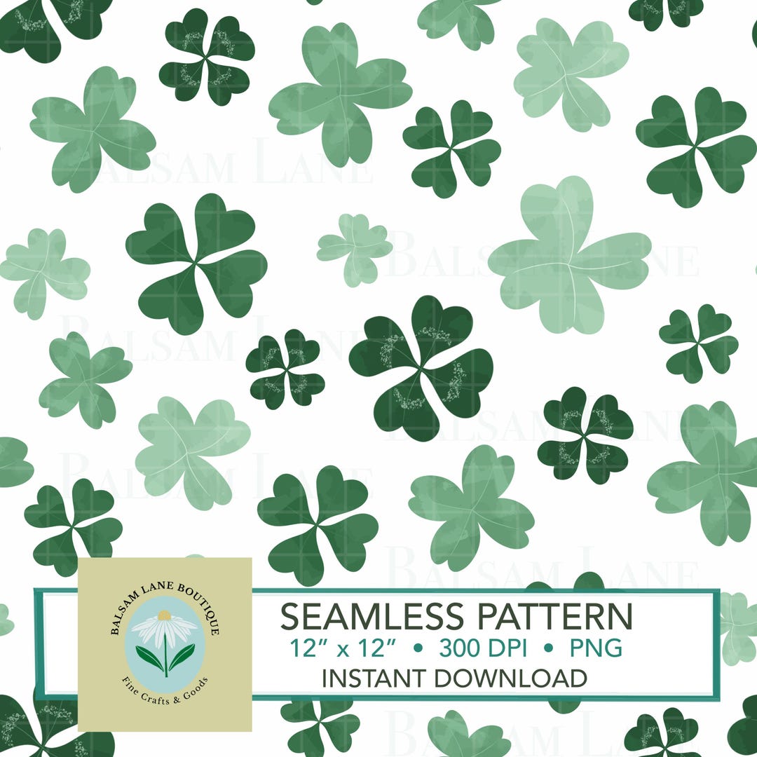 Shamrock Seamless Pattern | Instant Download PNG Digital File St ...