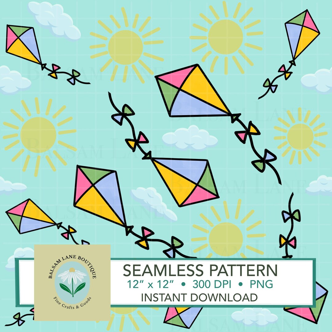 Flying Kites Seamless Pattern | Instant Download PNG Digital File ...