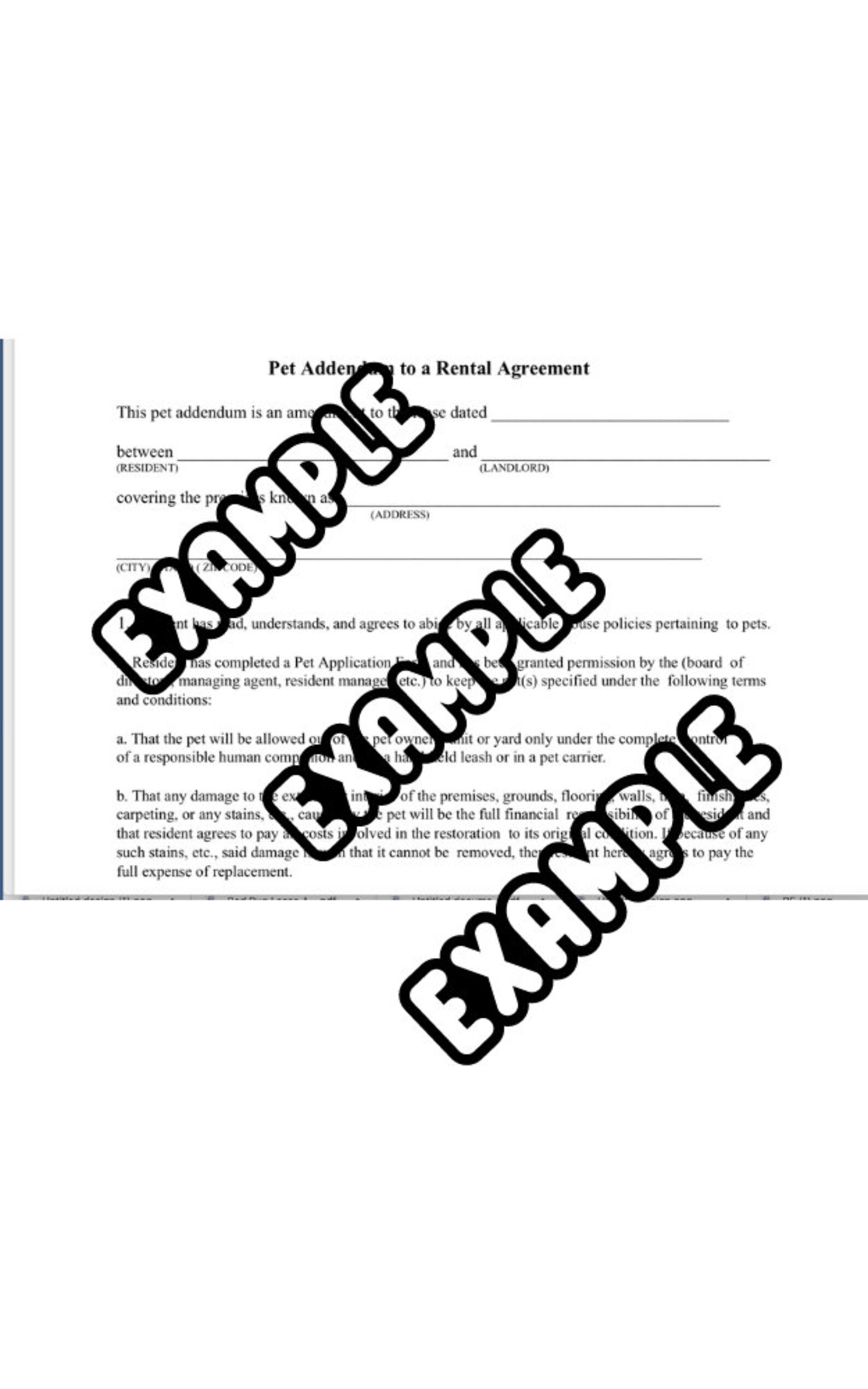 Pet Addendum Pet Agreement for Rental Lease - Etsy