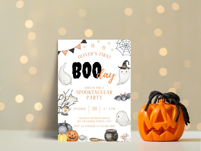 Editable Halloween Birthday Invitation Template, Boo Day Party Invite ...