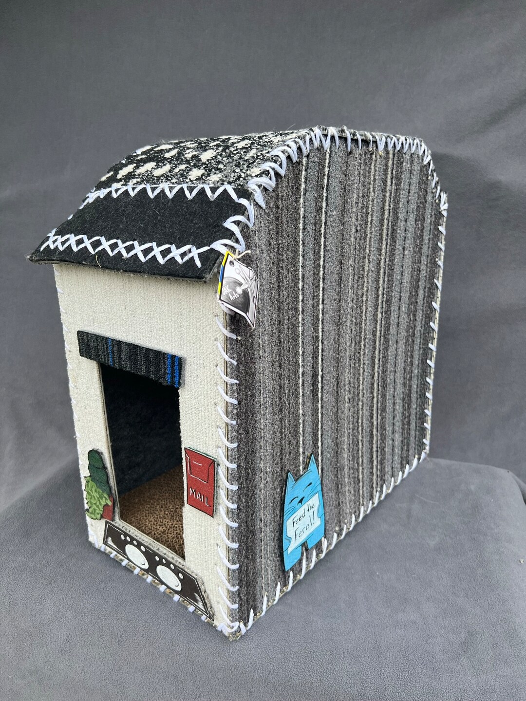 Cat Rowhome, Rowhome, Row House, Cat House, Handmade With Carpet and ...