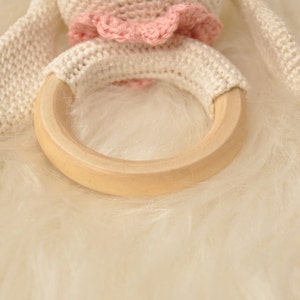 Handmade Wooden Handle Rabbit Rattle | Handmade Amigurumi Bunny Rattle ...