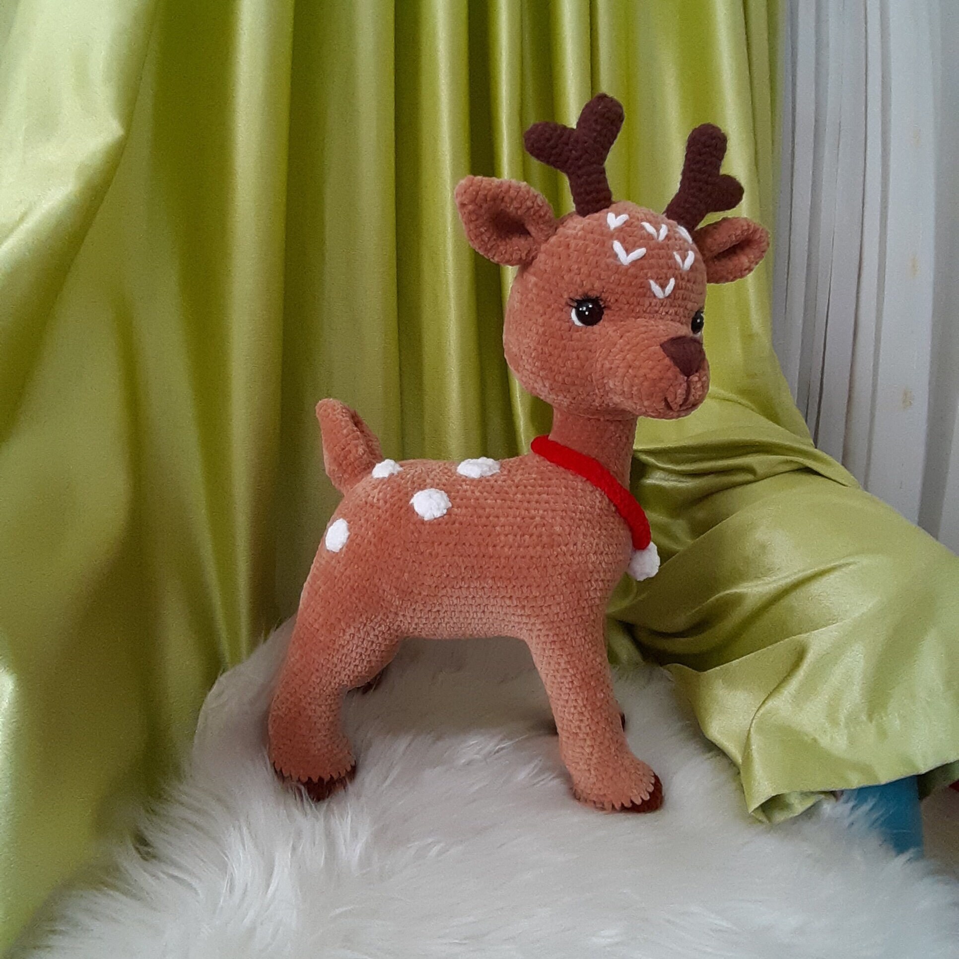 Handmade Crochet Amigurumi Fawn Plush, Knit Deer Stuffed Animal, Cute ...