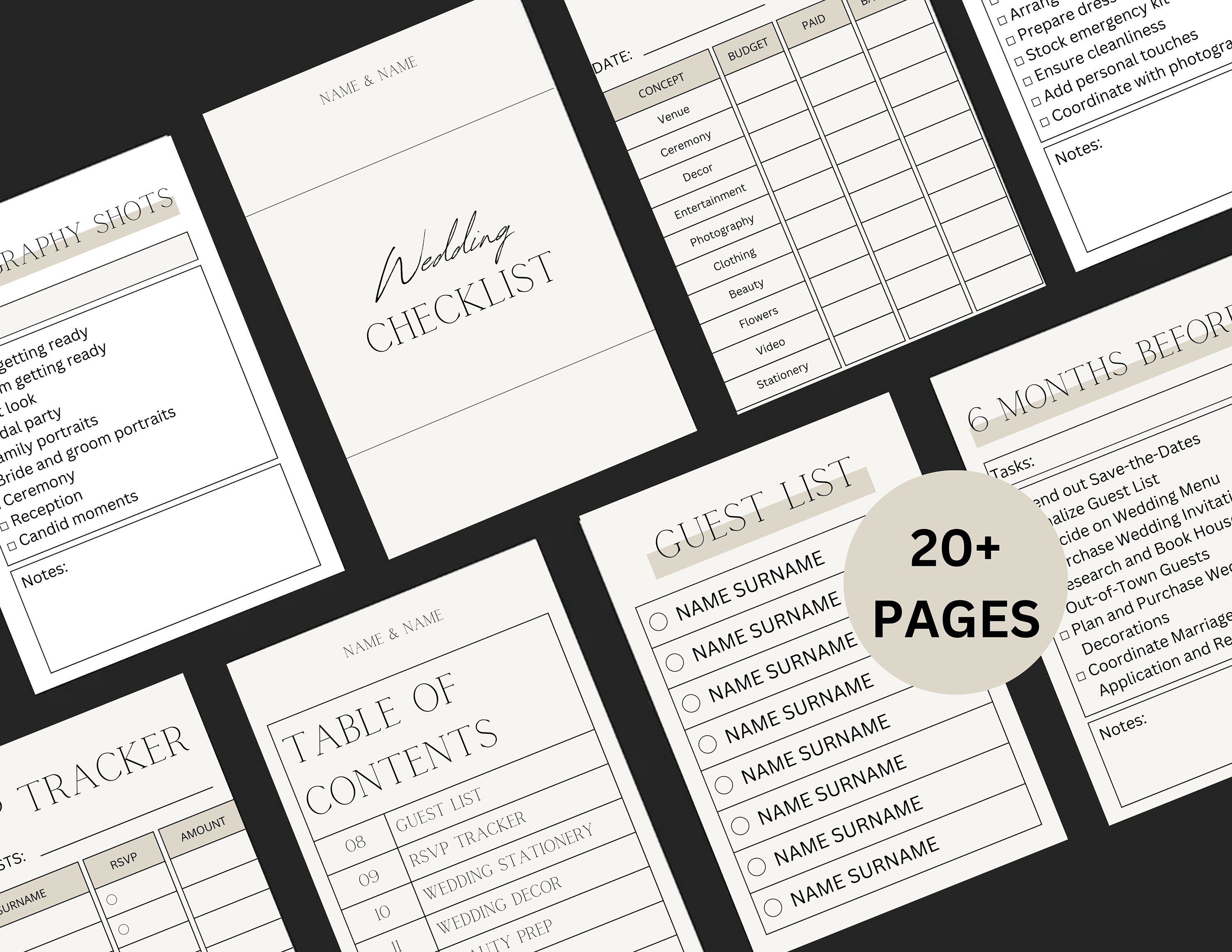Editable Wedding Checklists Set - Stress-free Planning Gift - Printable ...