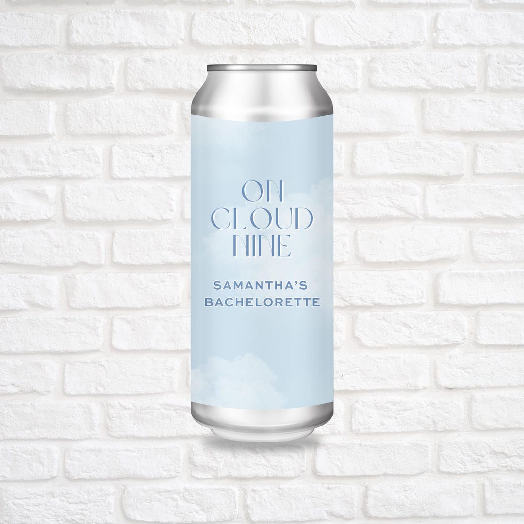 Cloud 9 Bachelorette Drink Labels, Custom Seltzer Sticker, Skinny ...