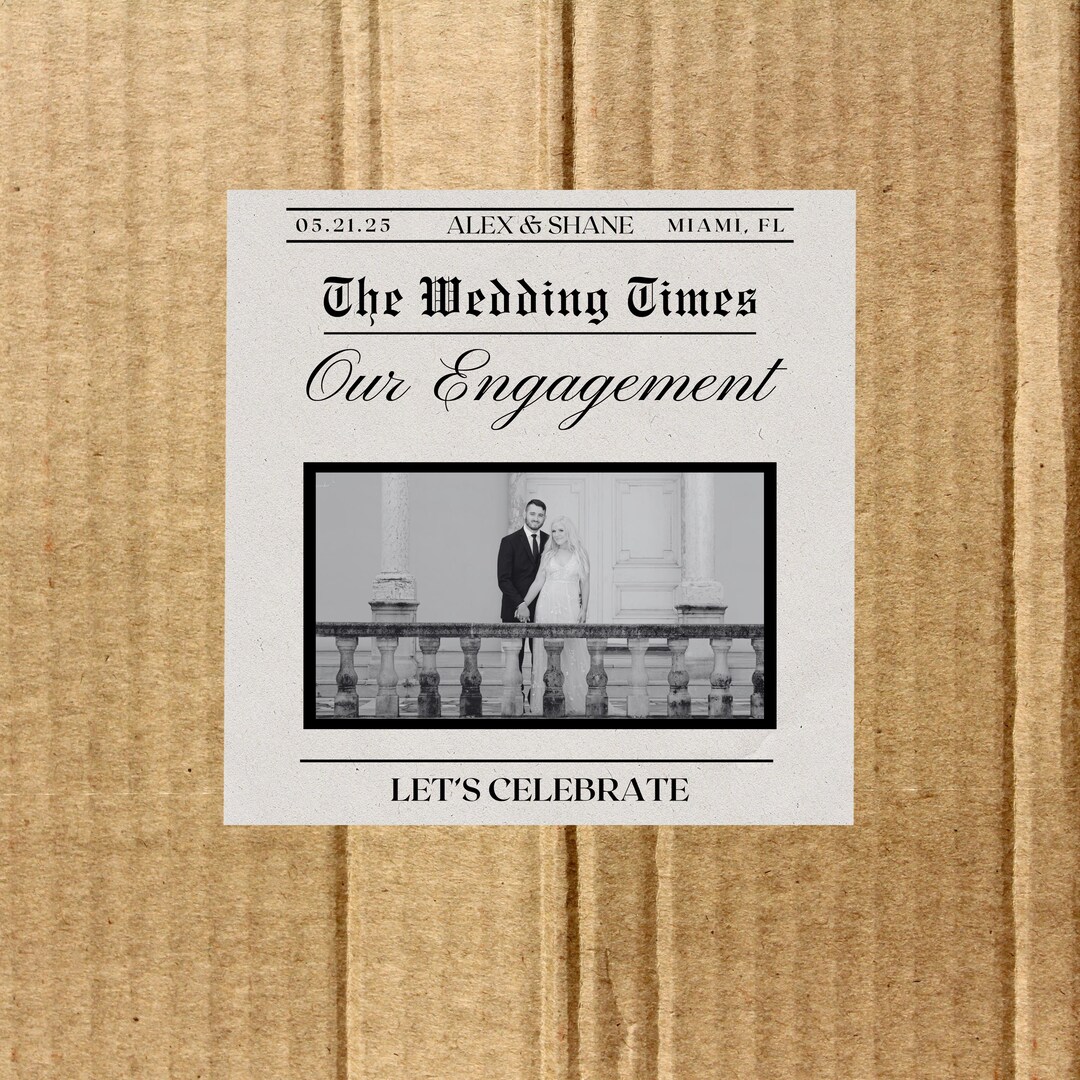 Wedding Newspaper Stickers, Engagement Newspaper Stickers, Bachelorette ...