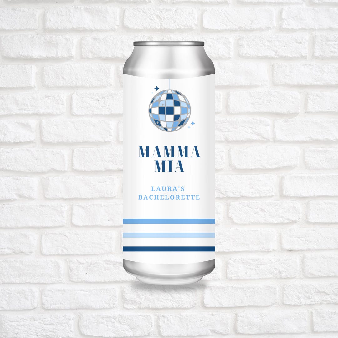 Mamma Mia Bachelorette Drink Labels, Custom Seltzer Sticker, Skinny ...