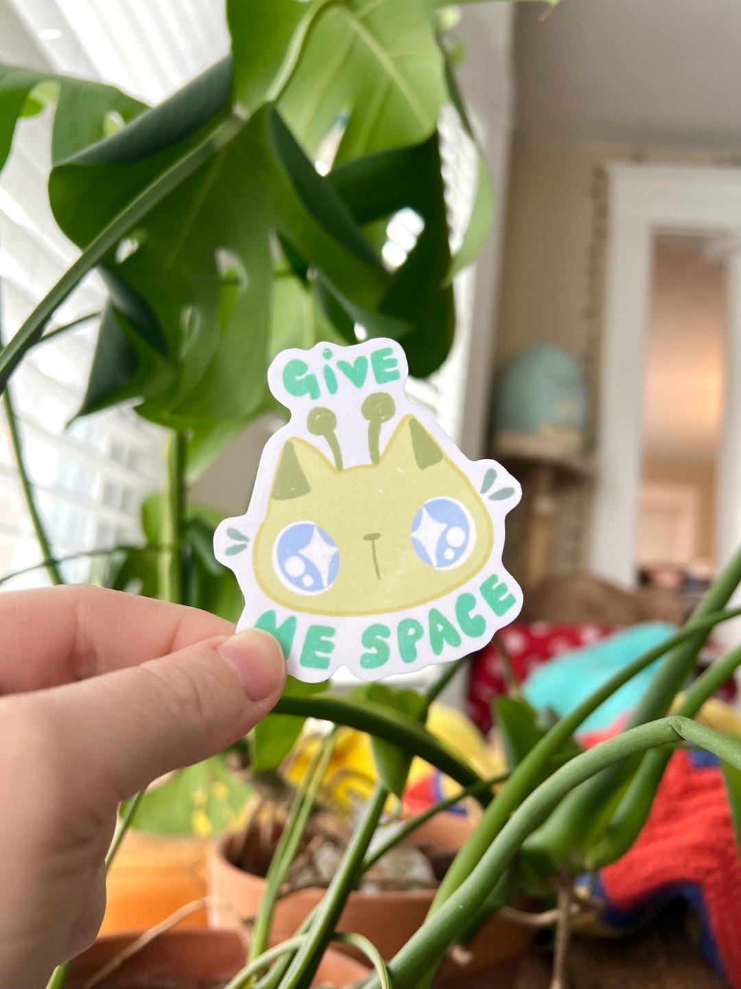 Give Me Space Sticker / Cute Alien Cat Sticker / Laptop Water Bottle ...
