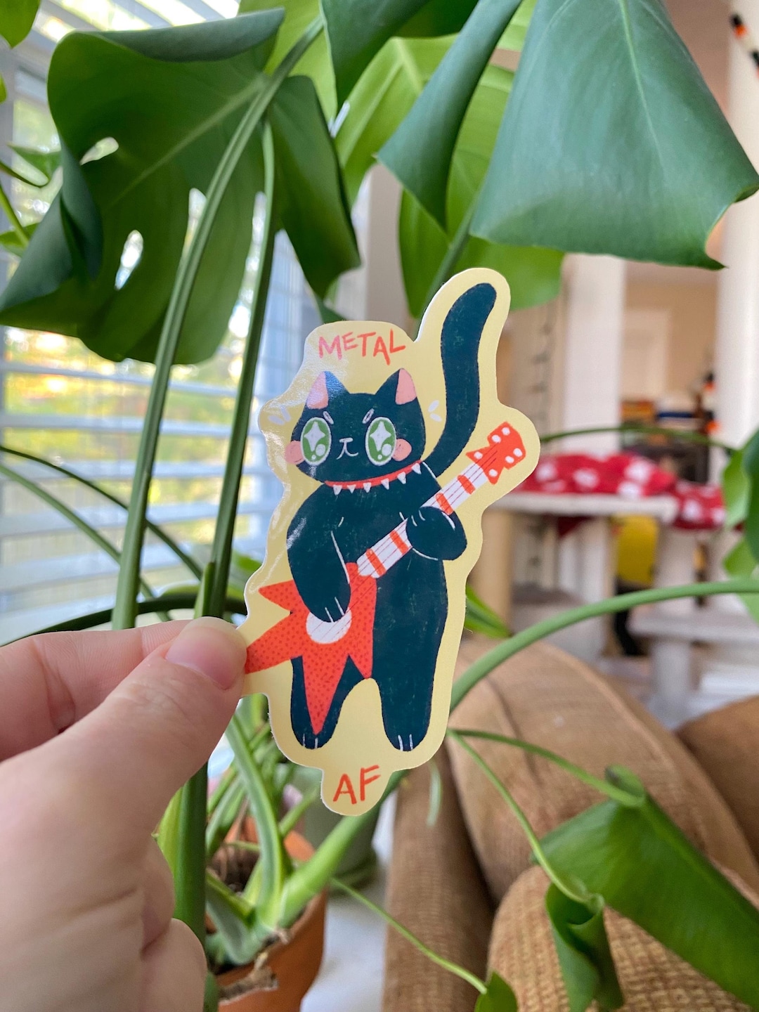 Metal Cat Sticker / Cute Rocker Cat Sticker / Hardcore Kitty Notebook ...
