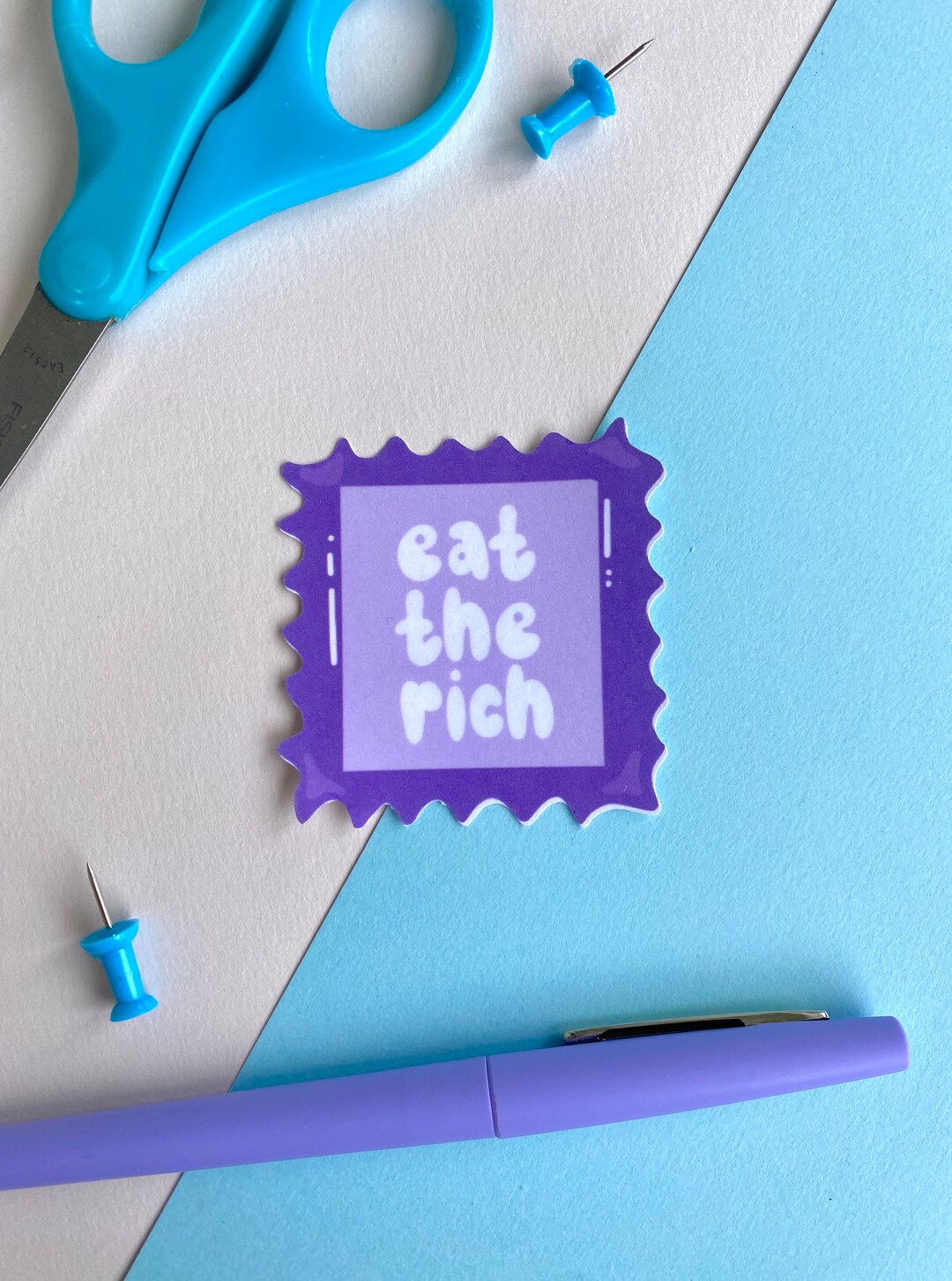 Eat the Rich Sticker / Cute Stamp Sticker / Purple Diecut Sticker - Etsy