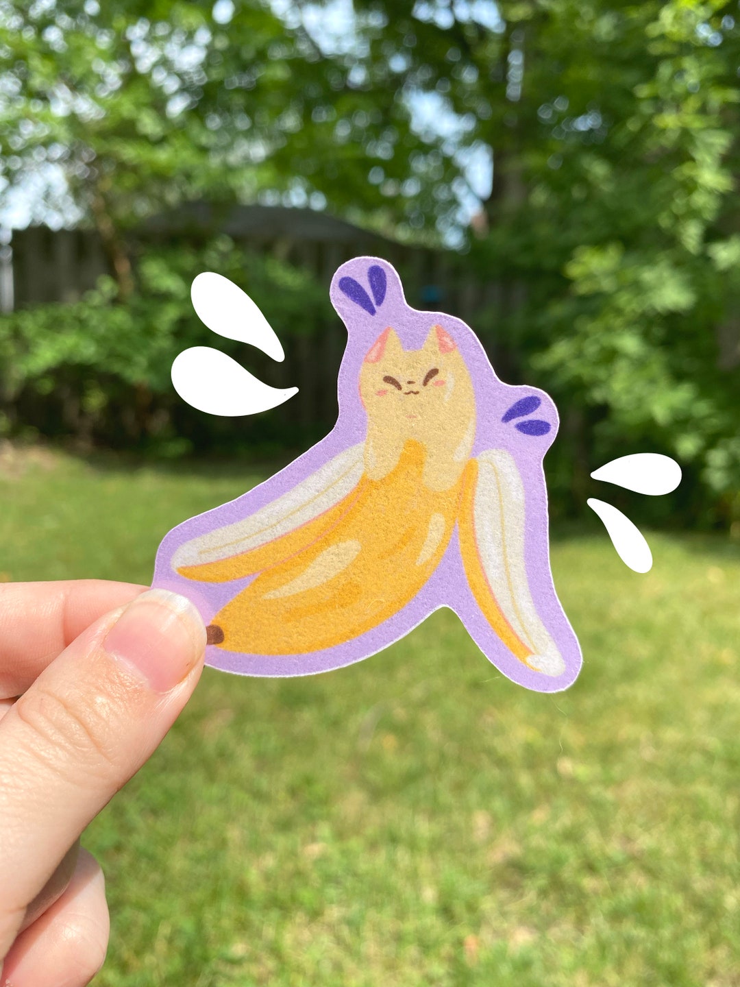 Banana Cat Sticker / Cute Cat Sticker / Waterproof Laptop Sticker ...