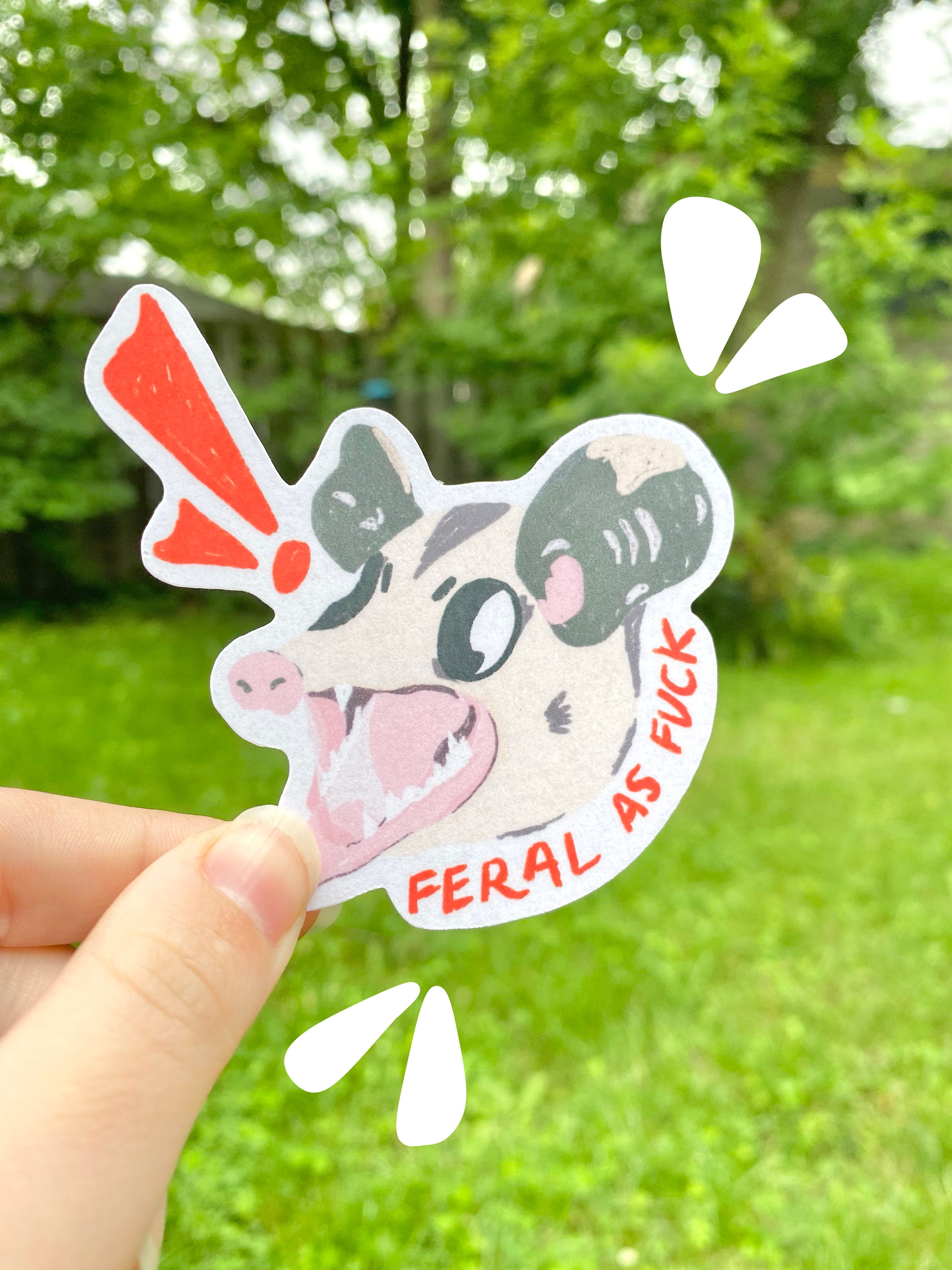 Feral as Fuck Sticker / Opossum Sticker / Funny Sticker / Wildlife ...