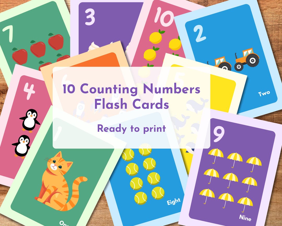 Toddler Counting Flashcards | Numbers 1-10 Learning (digital Download ...
