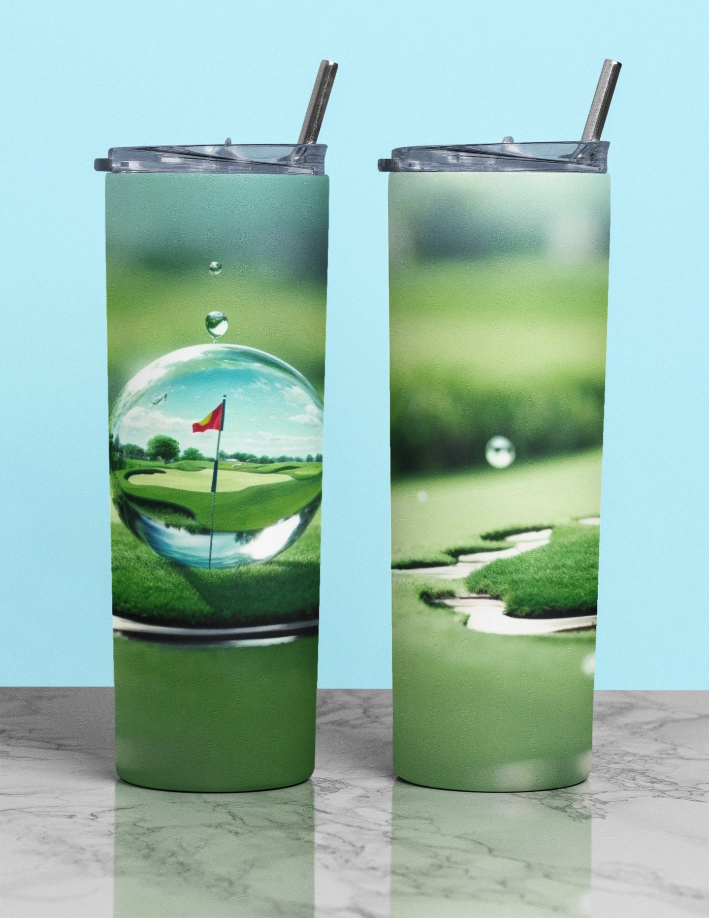 Golf Scene Water Drop Sublimation Tumbler Wrap, Unique Golf Wrap Design ...
