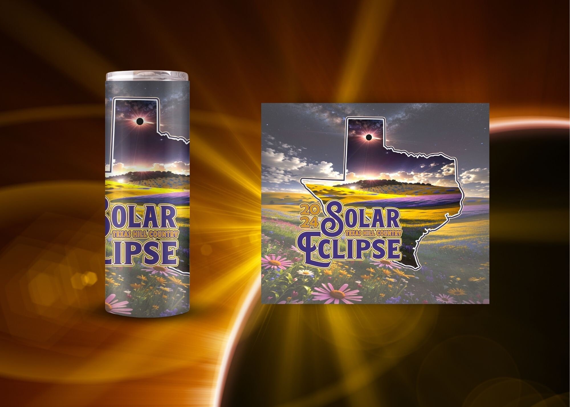 Solar Eclipse Spring 2024 Sublimation Tumbler Wrap, Resizable Art ...