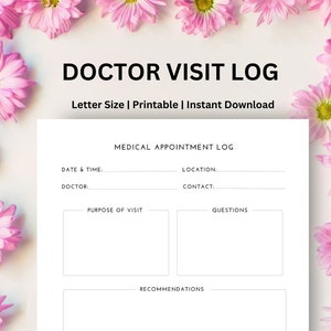 Doctor Appointment Log Doctors Visit Medical Specialist Visit Log ...