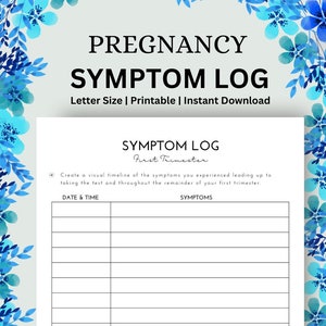 Pregnancy Symptom Log Pregnancy Tracker Printable Prenatal Symptom Log ...
