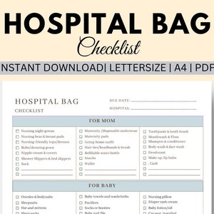 Labor and Delivery Checklist Hospital Bag Check List Mom Babyprintable ...