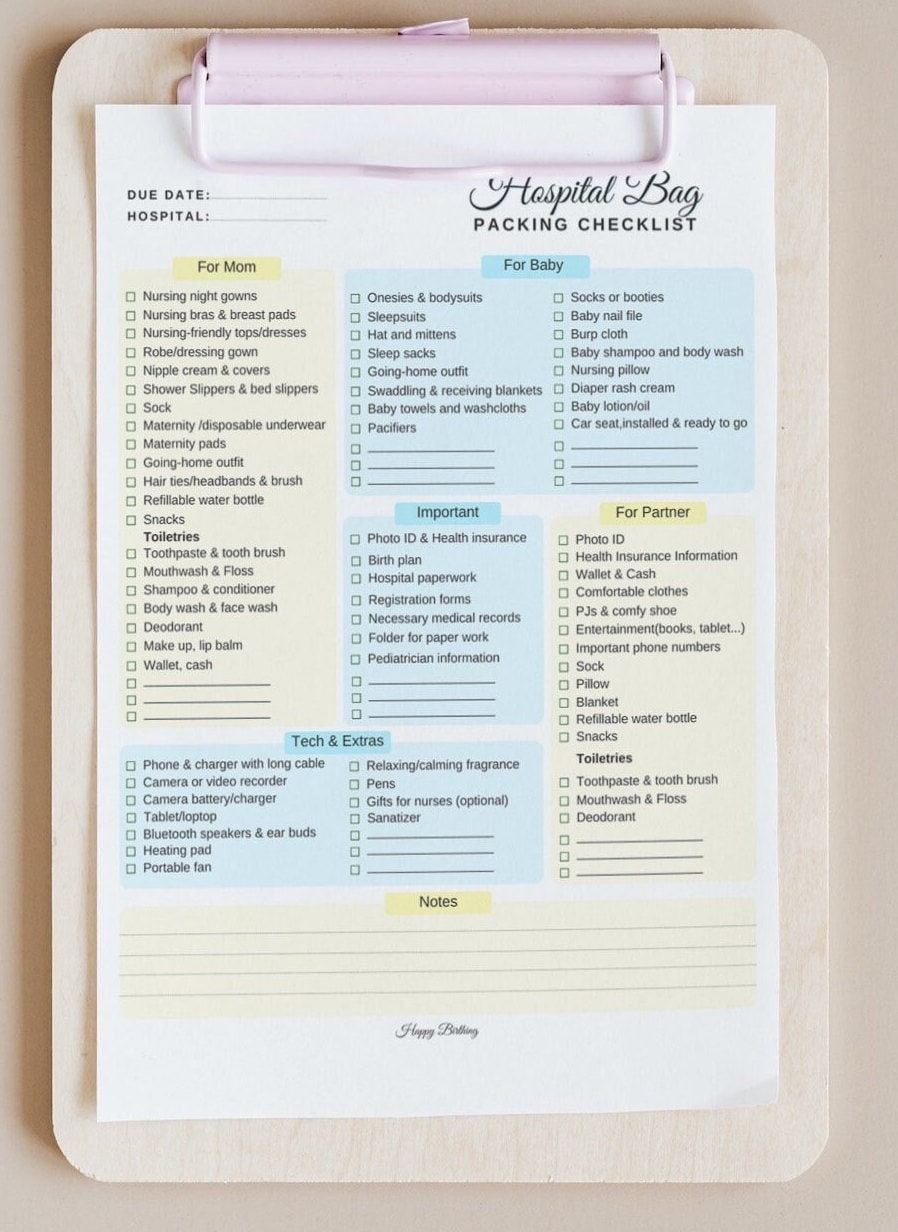 Labor and Delivery Checklist Hospital Bag Check List Mom Baby - Etsy