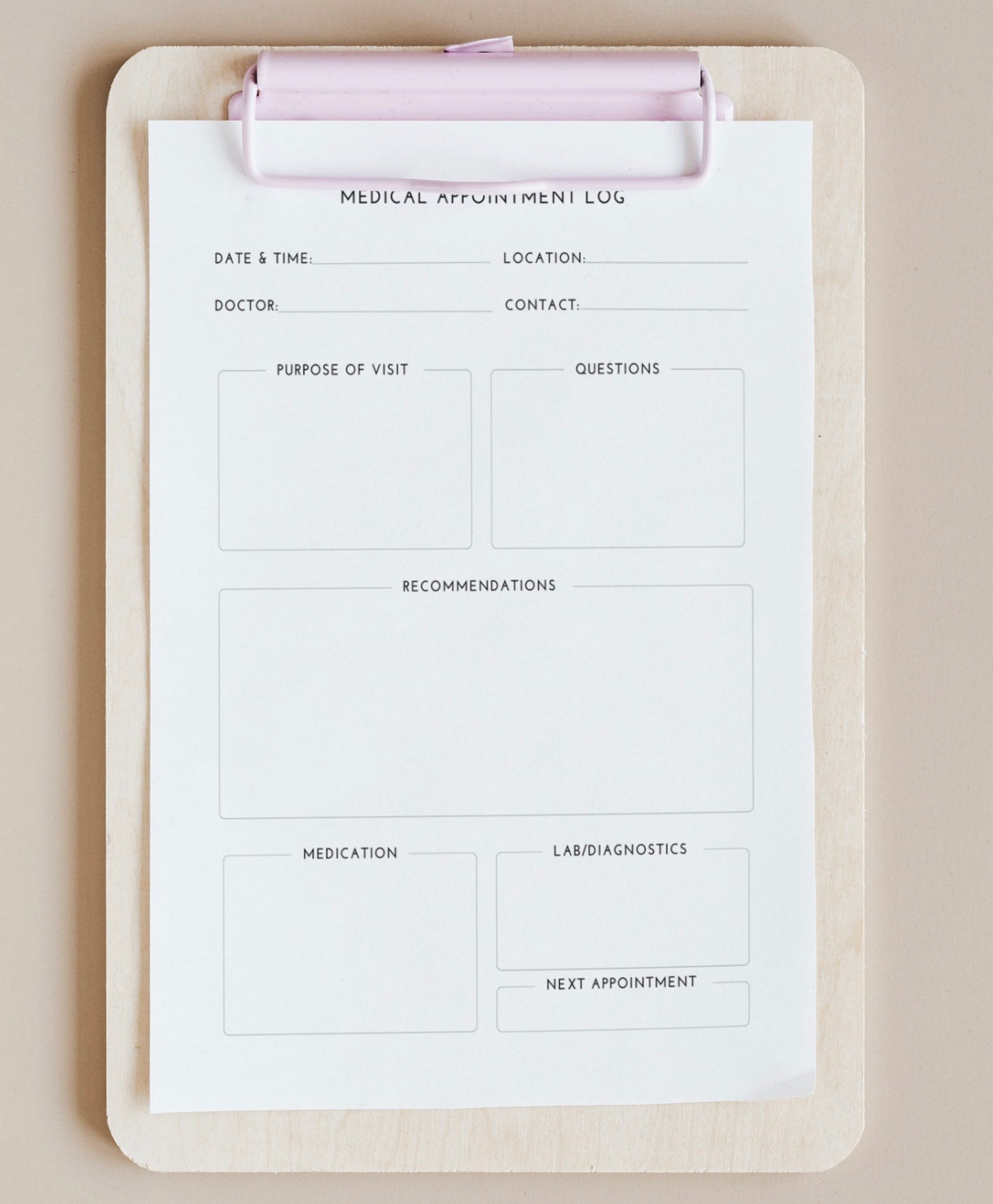 Doctor Appointment Log Doctors Visit Medical Specialist Visit Log ...