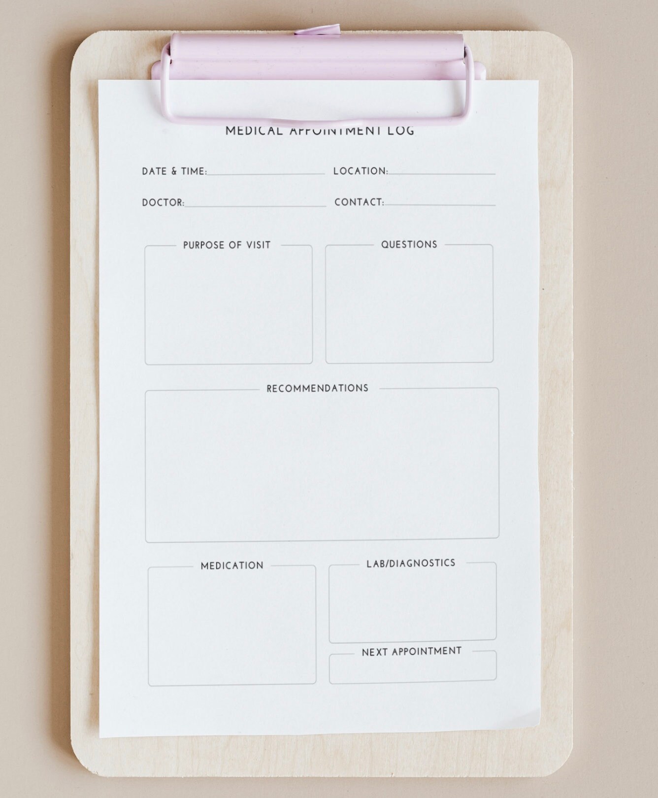 Doctor Appointment Log Doctors Visit Medical Specialist Visit Log ...