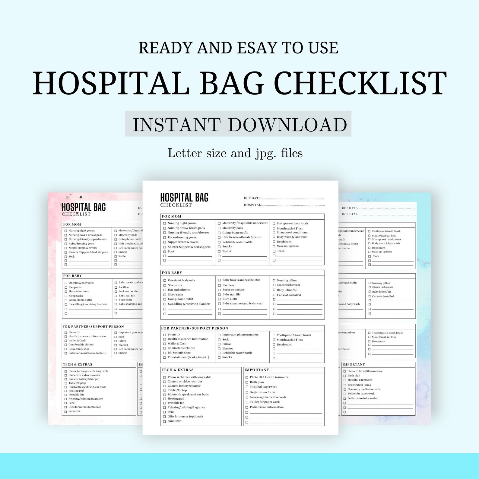 Labor and Delivery Hospital Bag Checklist for Expecting Mothers ...