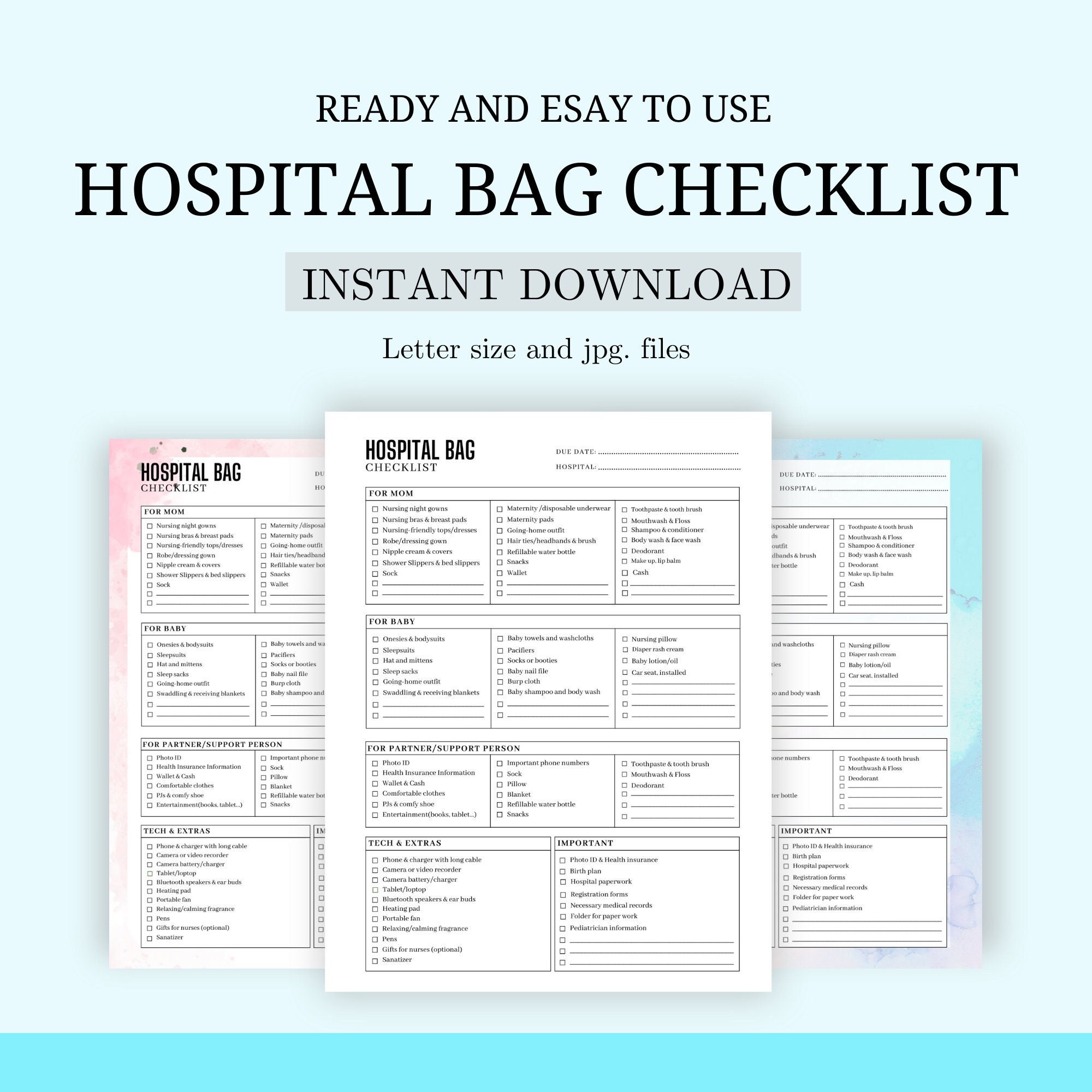 Labor and Delivery Hospital Bag Checklist for Expecting Mothers ...