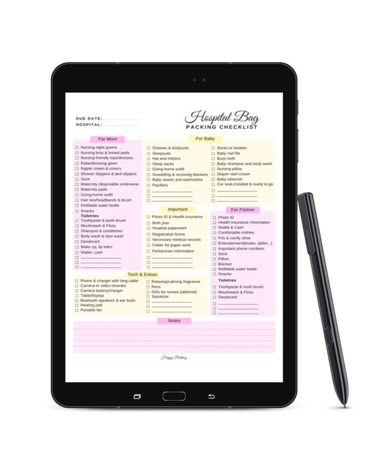 Labor and Delivery Bag Packing List- Pregnancy Checklist New Baby ...